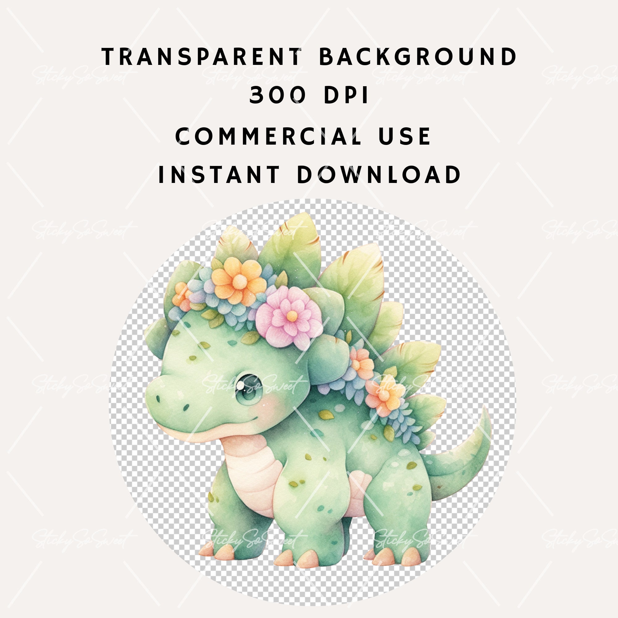 Watercolor Baby Dinosaur Clipart | Cute Dino PNG Bundle (commercial Use ...