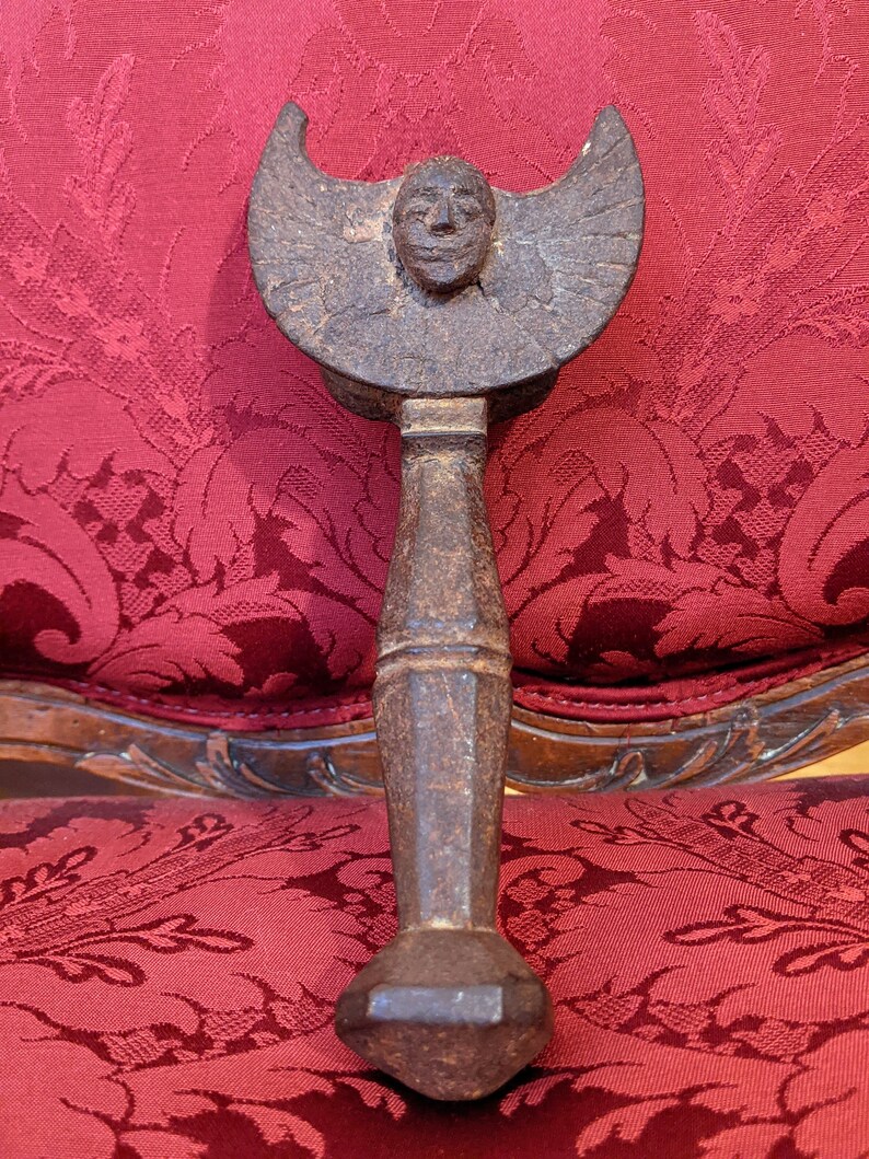Rare Antique 18th Century Hand-forged Iron Door Knocker Angels Head ...