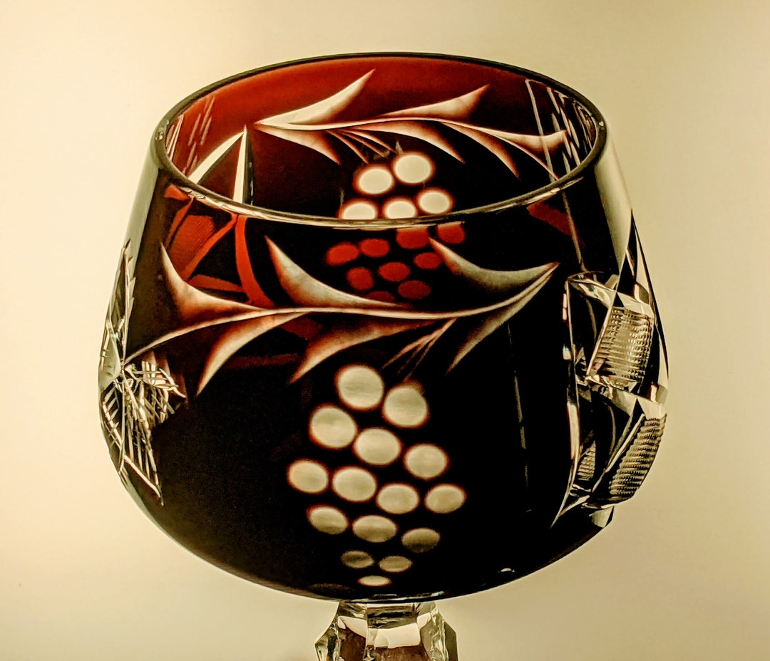 Gorgeous Antique Ajka Style Dark Red Cut-to-clear Crystal / Cased ...