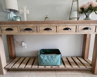 Side Table Solid Wood Modern Farmhouse Console Entryway Table - Etsy