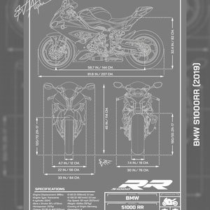 BMW S1000RR (2019) Informational Blueprint - Motorcycle Poster - Etsy
