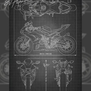 Honda CBR1000RR-R Fireblade SP (2021) Minimalistic Blueprint ...