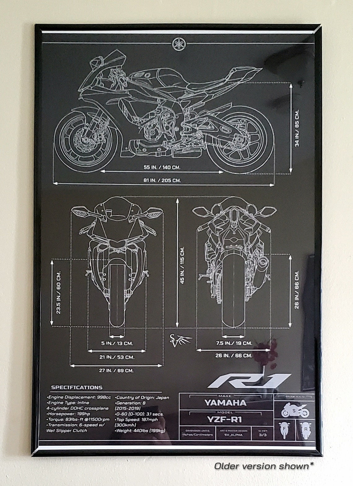 Yamaha YZF-R1 2015 Informational Blueprint Motorcycle Poster - Etsy