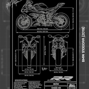 BMW S1000RR (2019) Informational Blueprint - Motorcycle Poster - Etsy