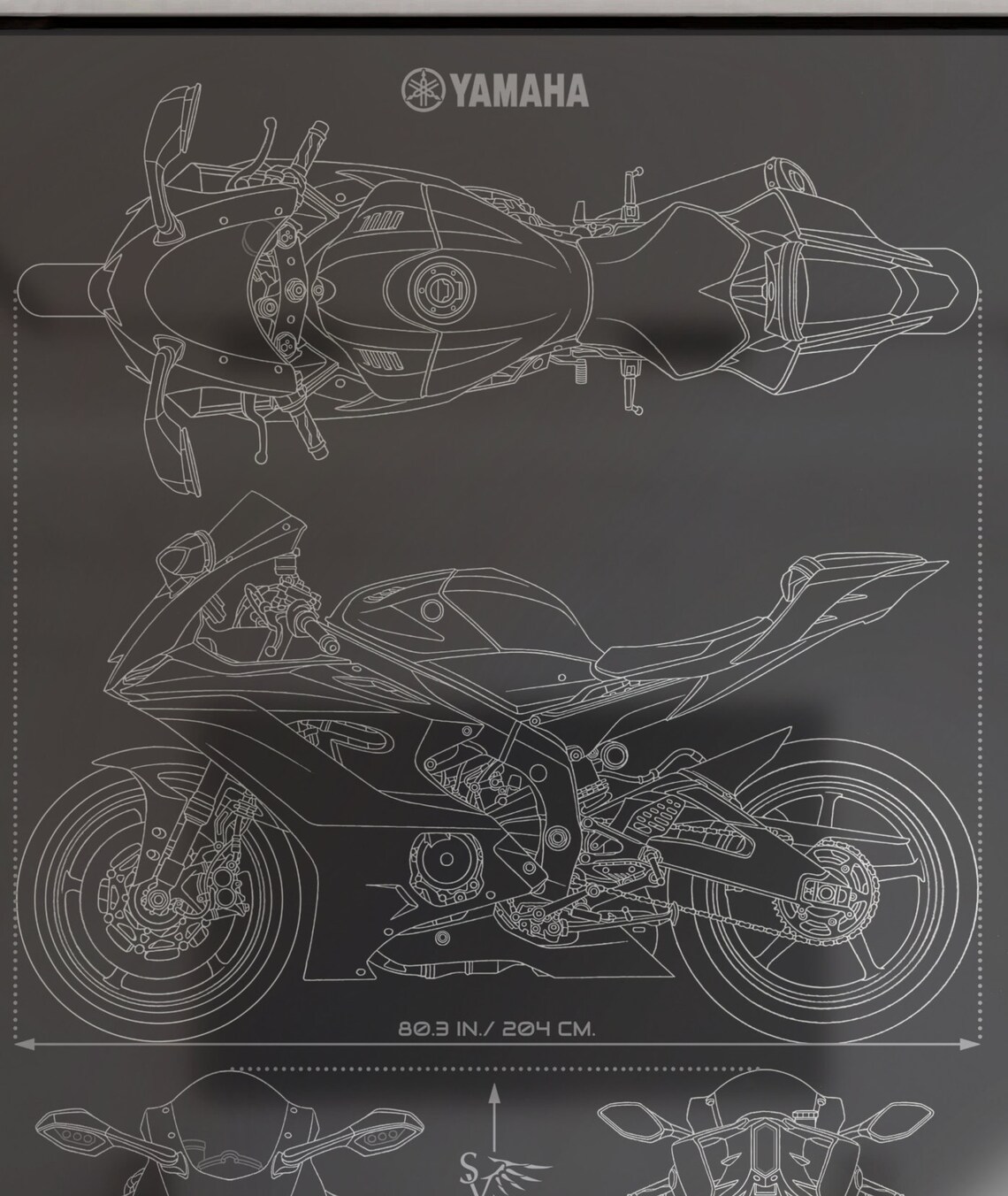 Yamaha YZF-R6 (2017) Minimalistic Blueprint - Motorcycle Poster - Etsy