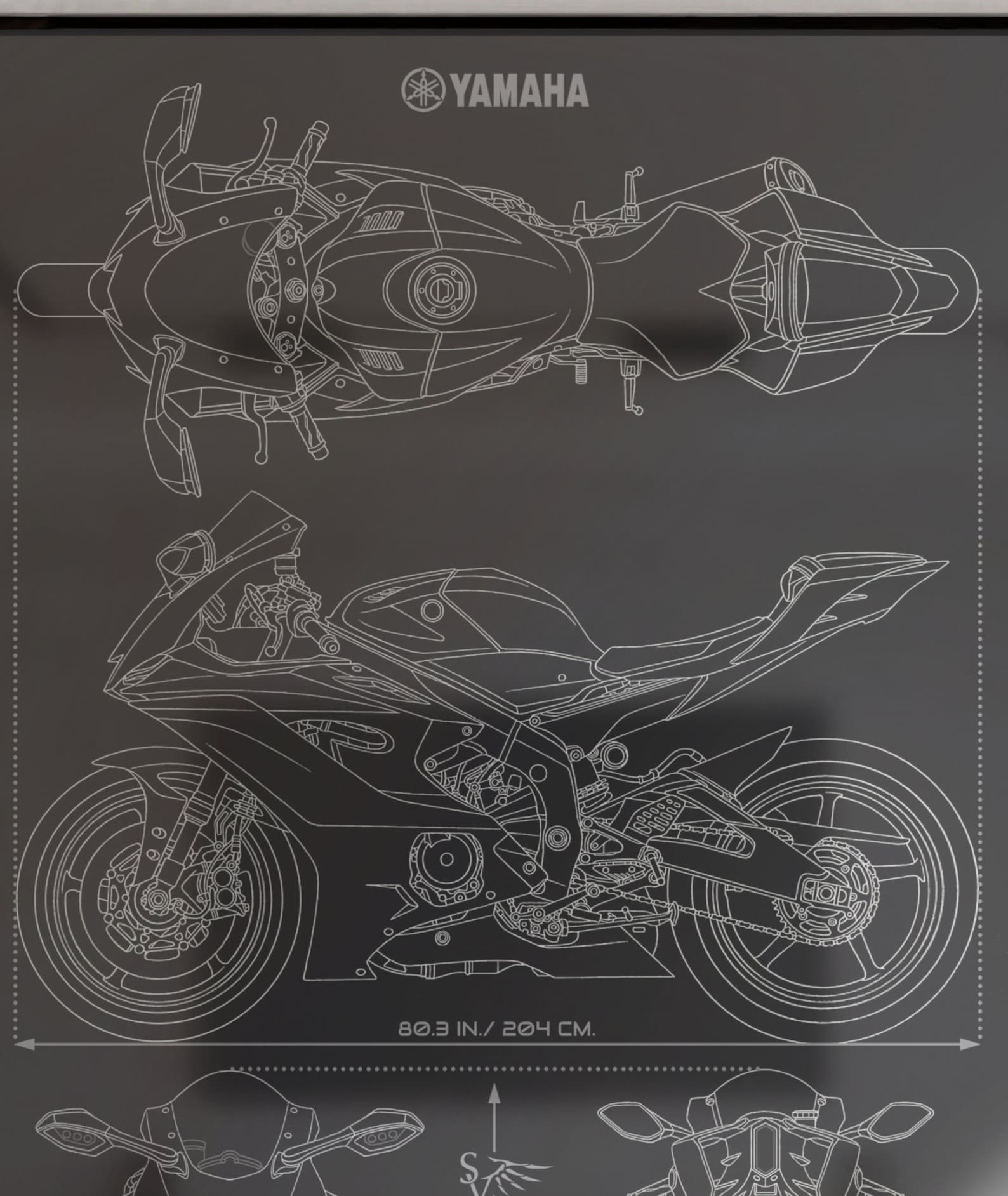 Yamaha YZF-R6 (2017) Minimalistic Blueprint - Motorcycle Poster - Etsy