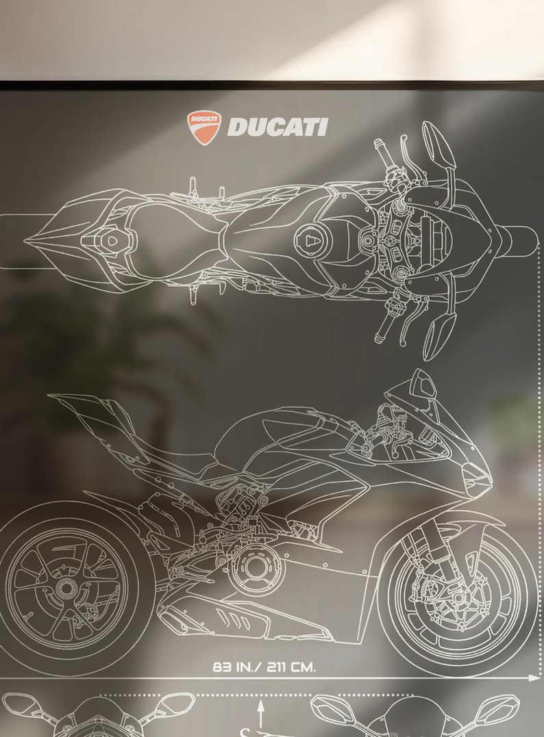 Ducati Panigale V4 (2018) Minimalistic Blueprint - Motorcycle Poster - Etsy