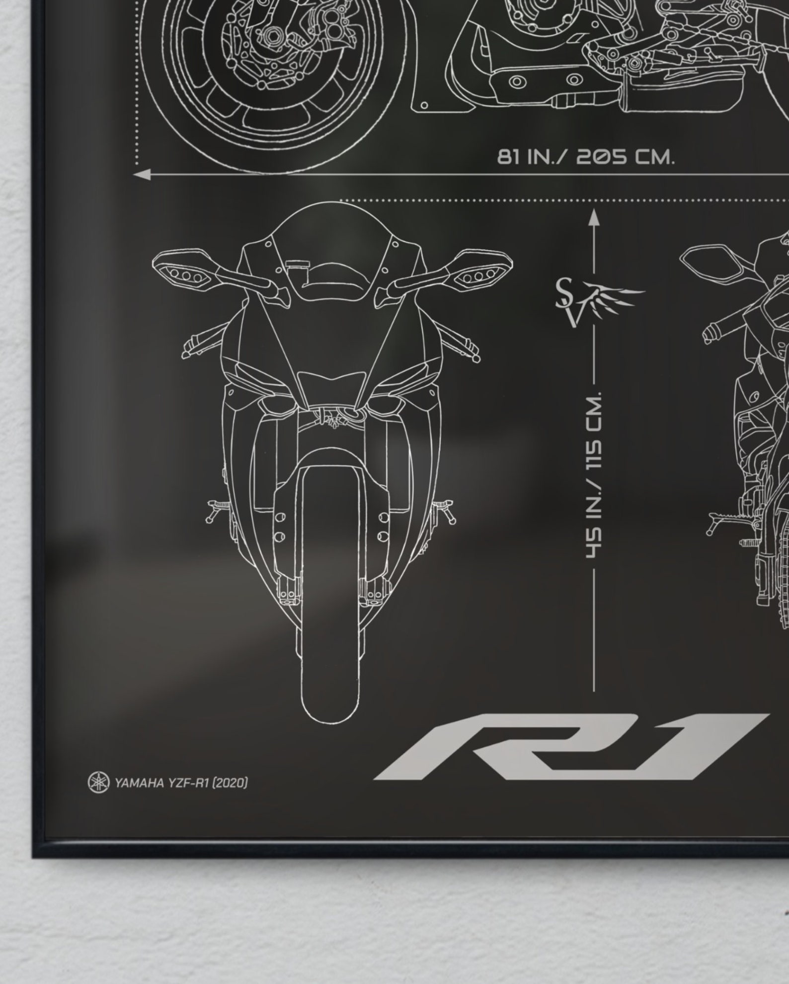 Yamaha YZF-R1 (2020) Minimalistic Blueprint - Motorcycle Poster - Etsy