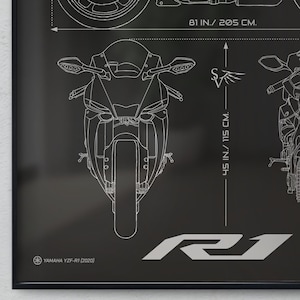 Yamaha YZF-R1 (2020) Minimalistic Blueprint - Motorcycle Poster - Etsy