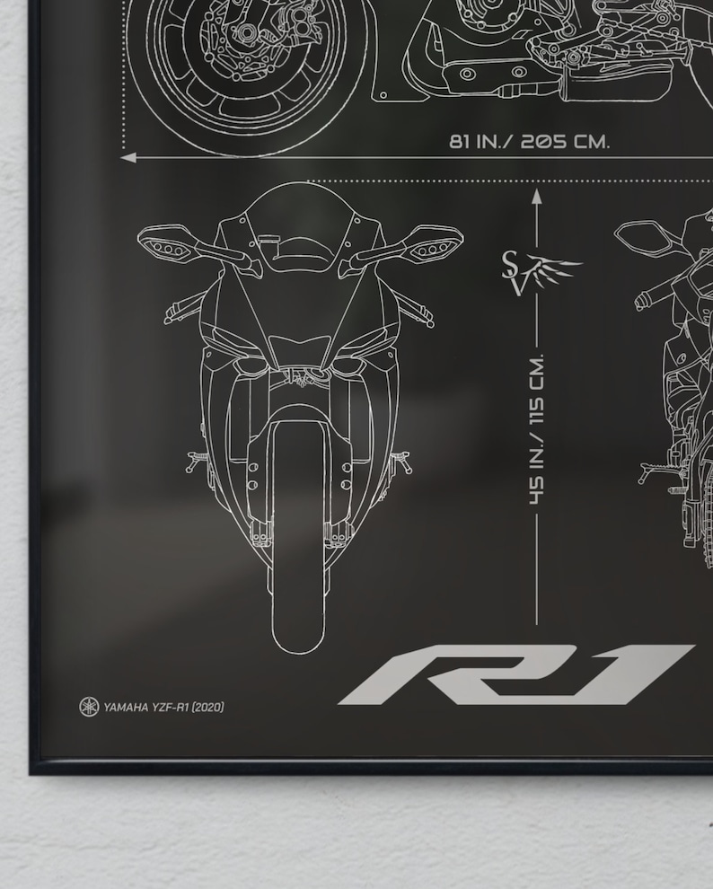 Yamaha YZF-R1 (2020) Minimalistic Blueprint - Motorcycle Poster - Etsy