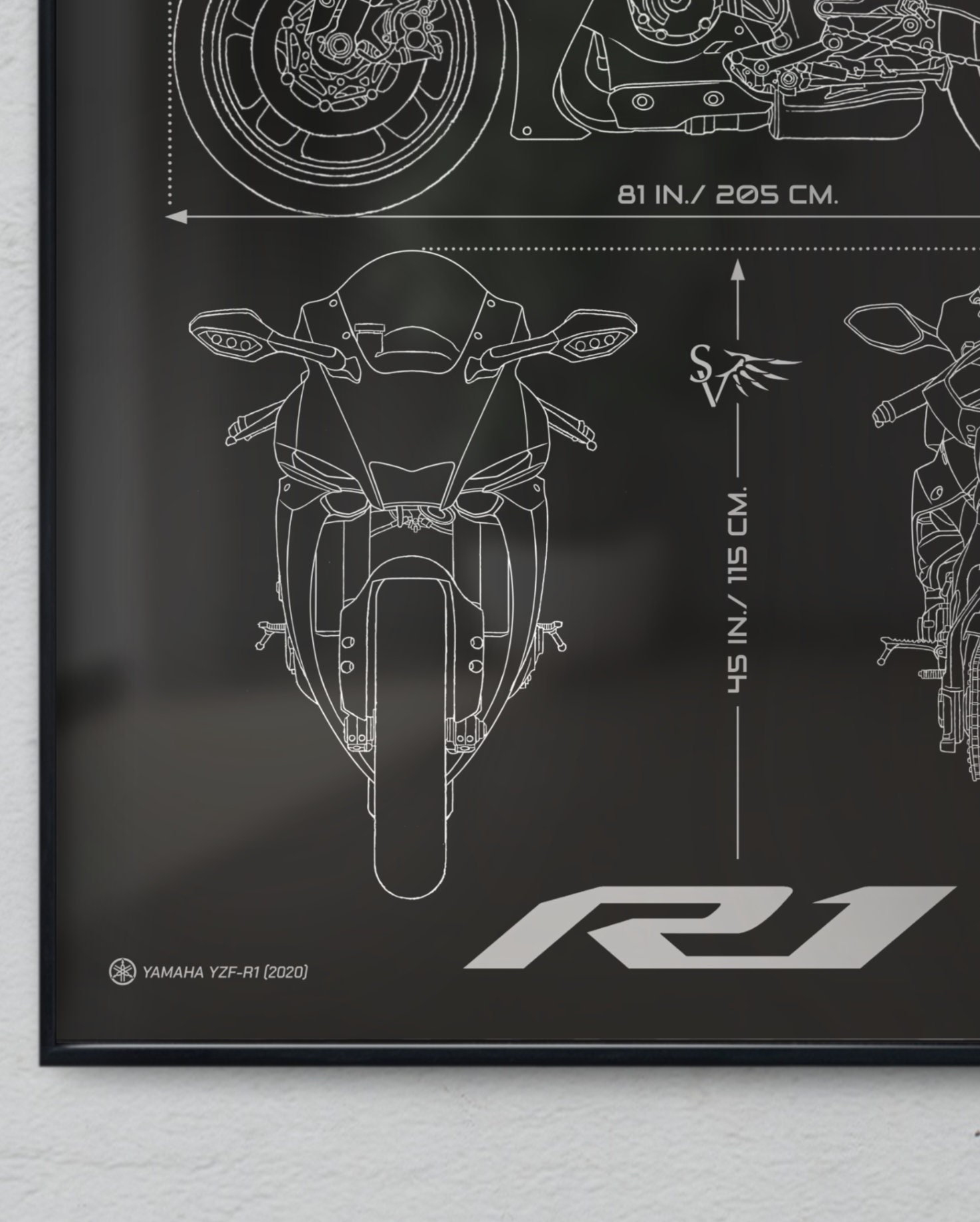 Yamaha YZF-R1 (2020) Minimalistic Blueprint - Motorcycle Poster - Etsy
