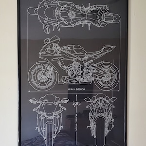 Yamaha YZF-R1 (2015) Minimalistic Blueprint - Motorcycle Poster - Etsy