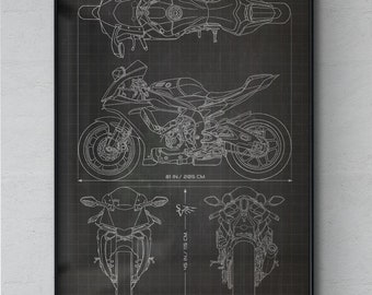 Yamaha YZF-R1 2020 Minimalistic Blueprint Motorcycle Poster - Etsy