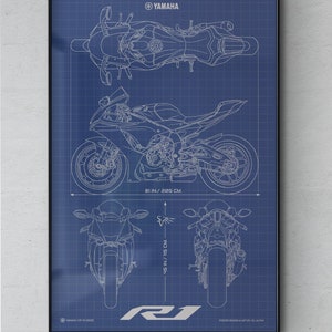 Yamaha YZF-R1 (2020) Minimalistic Blueprint - Motorcycle Poster - Etsy