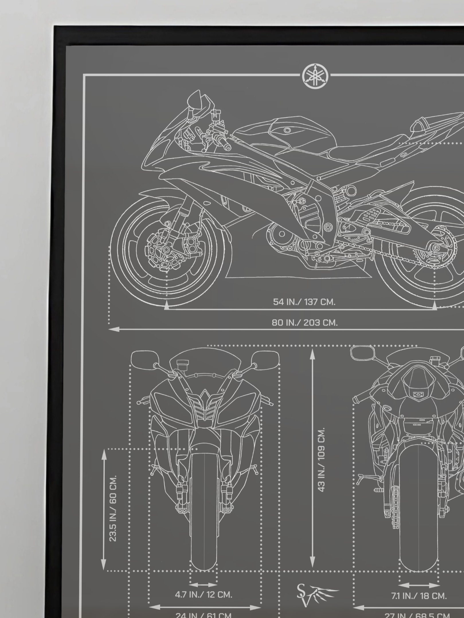 Yamaha YZF-R6 (2013) Informational Blueprint - Motorcycle Poster - Etsy