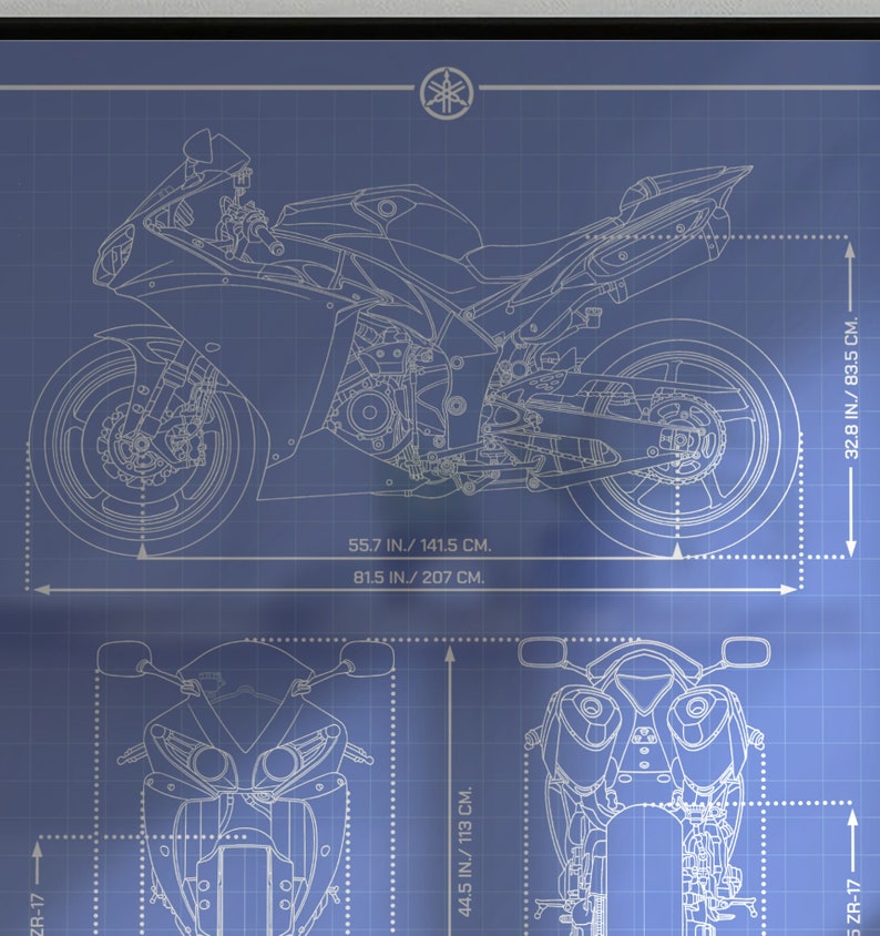 Yamaha YZF-R1 2012 Informational Blueprint Motorcycle Poster - Etsy