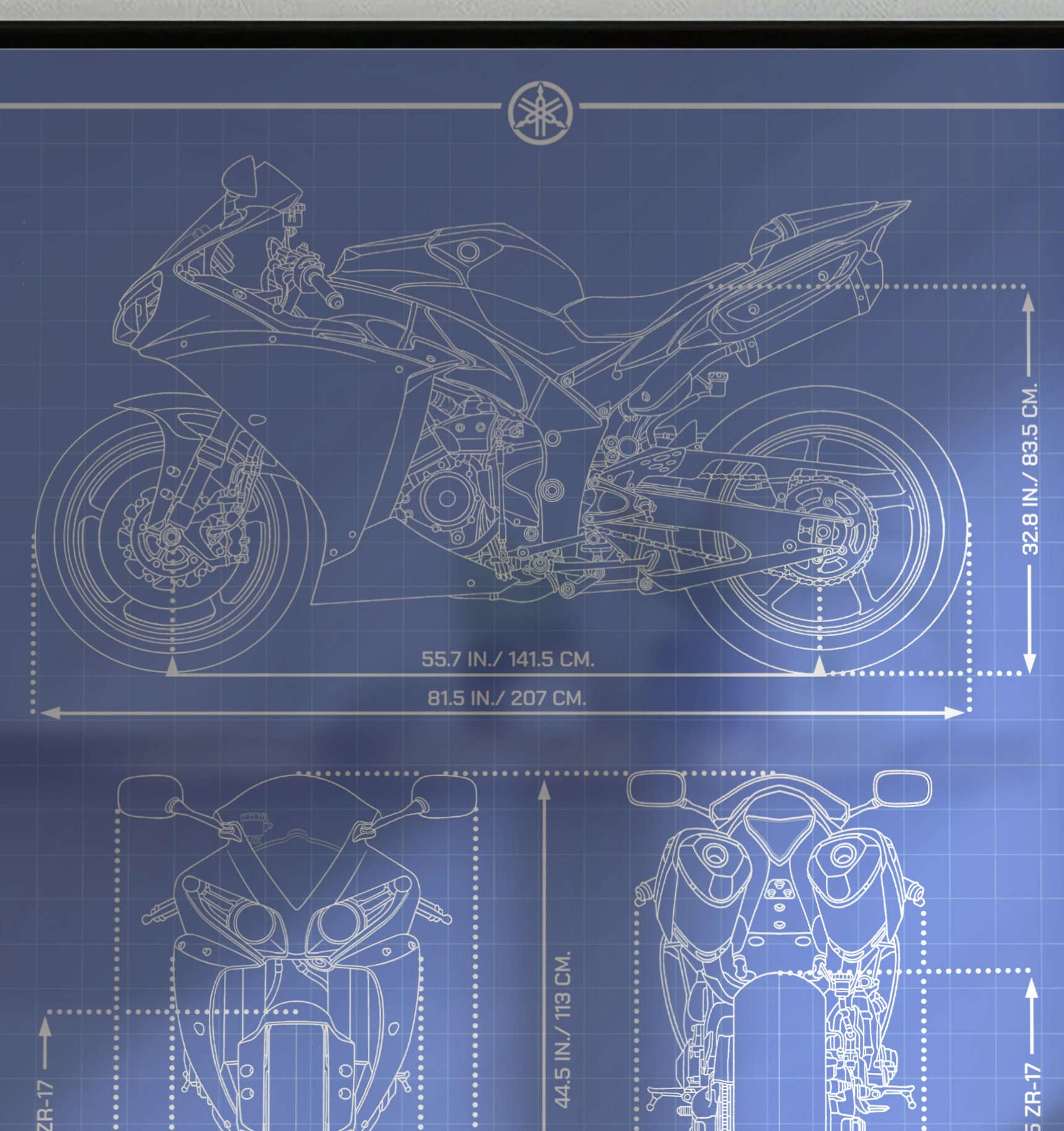 Yamaha YZF-R1 (2012) Informational Blueprint - Motorcycle Poster - Etsy