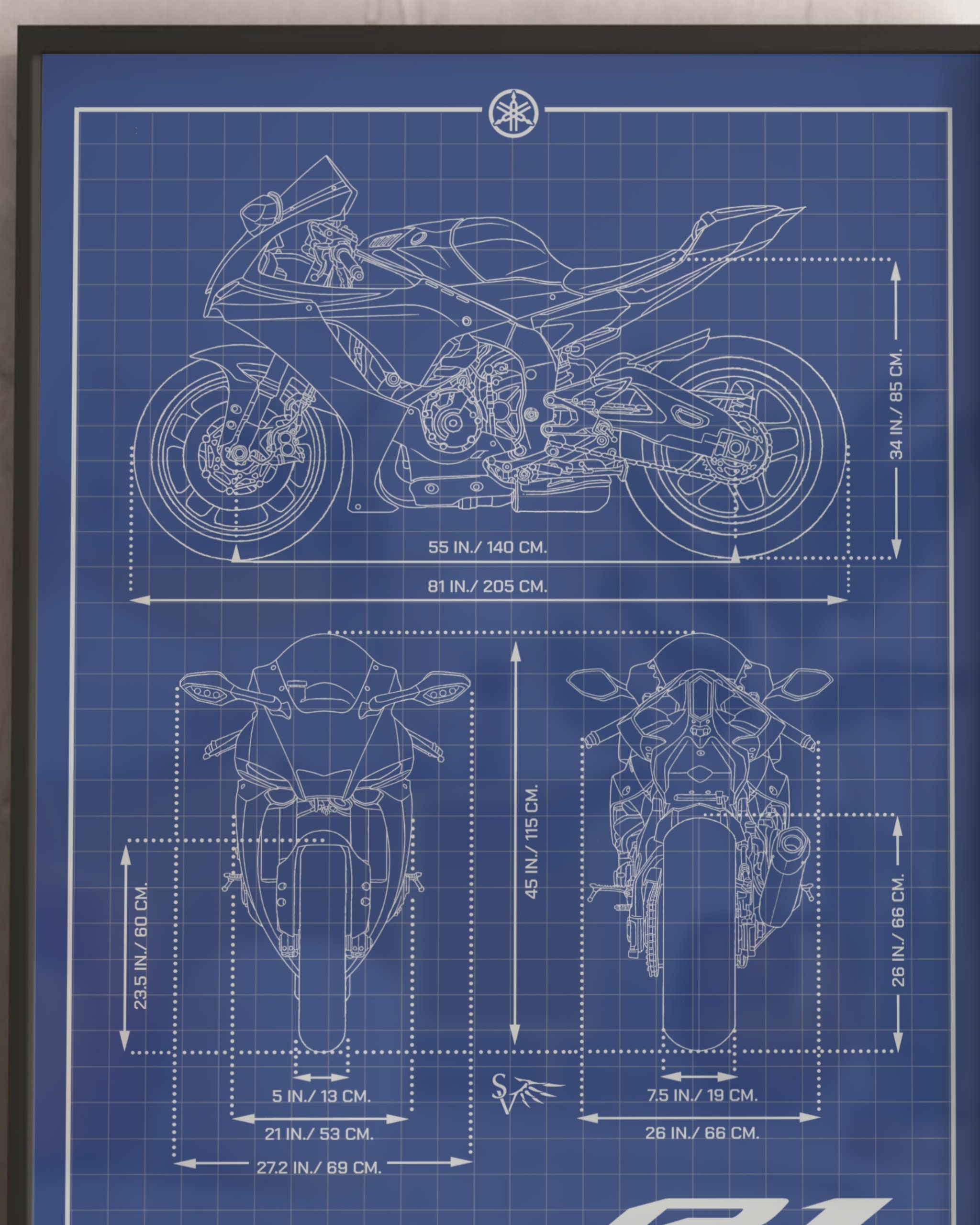 Yamaha YZF-R1 (2020) Informational Blueprint - Motorcycle Poster - Etsy