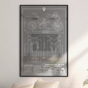 Ducati Panigale V4 (2018) Informational Blueprint - Motorcycle Poster ...