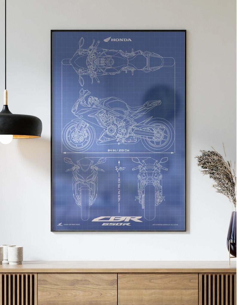 Honda CBR 650R (2020) Minimalistic Blueprint - Motorcycle Poster - Etsy