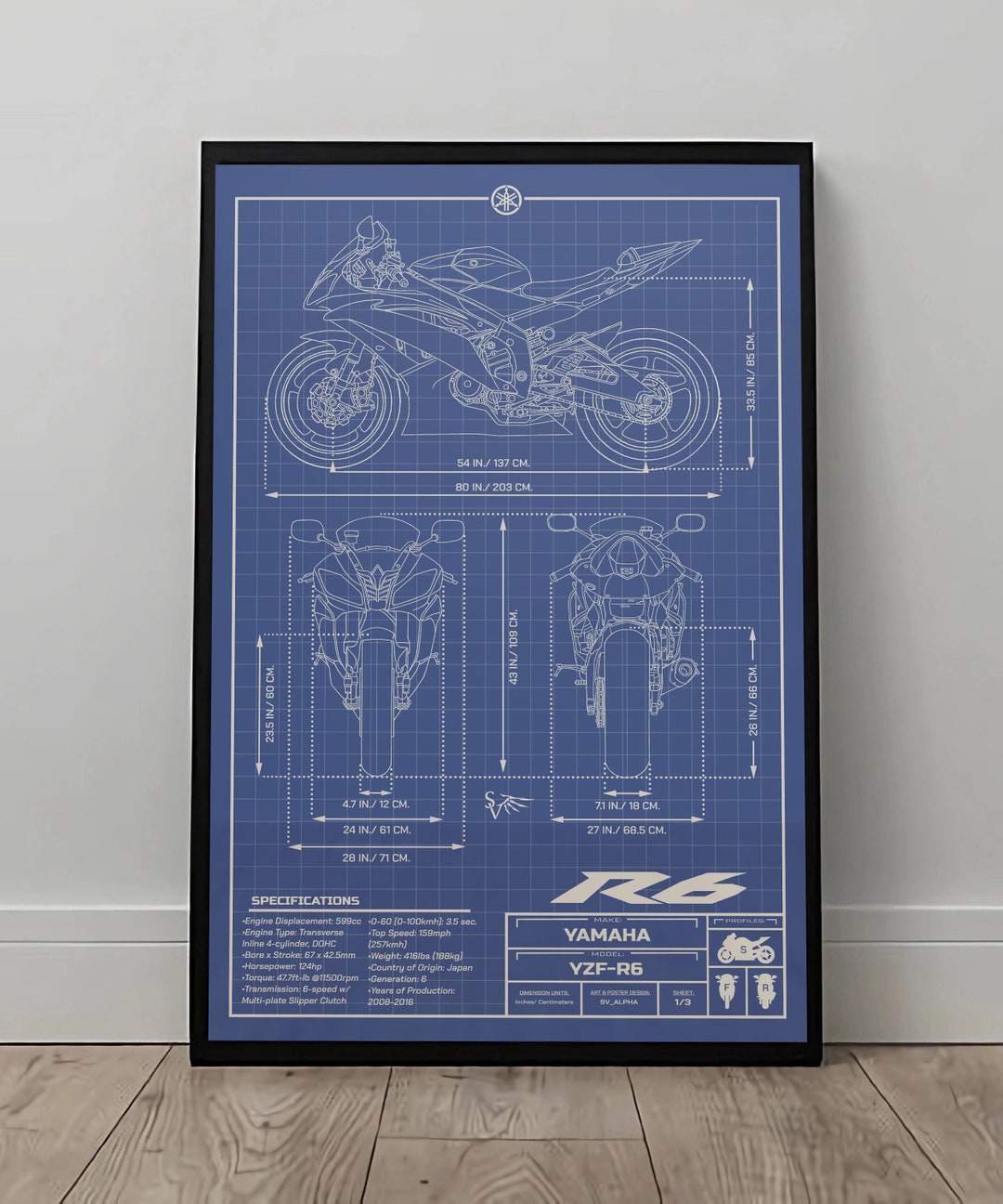 Yamaha YZF-R6 2013 Blueprint Info Poster - Etsy