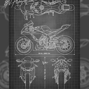 Yamaha YZF-R1 (2020) Minimalistic Blueprint - Motorcycle Poster - Etsy