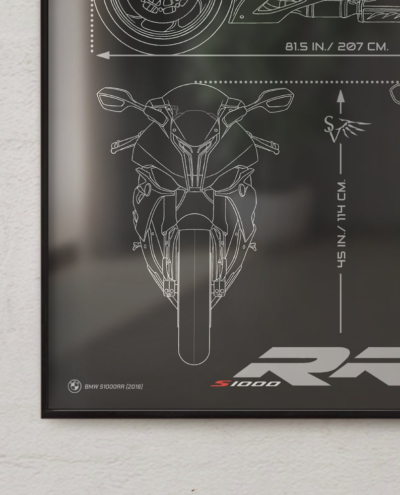BMW S1000RR (2019) Minimalistic Blueprint - Motorcycle Poster - Etsy