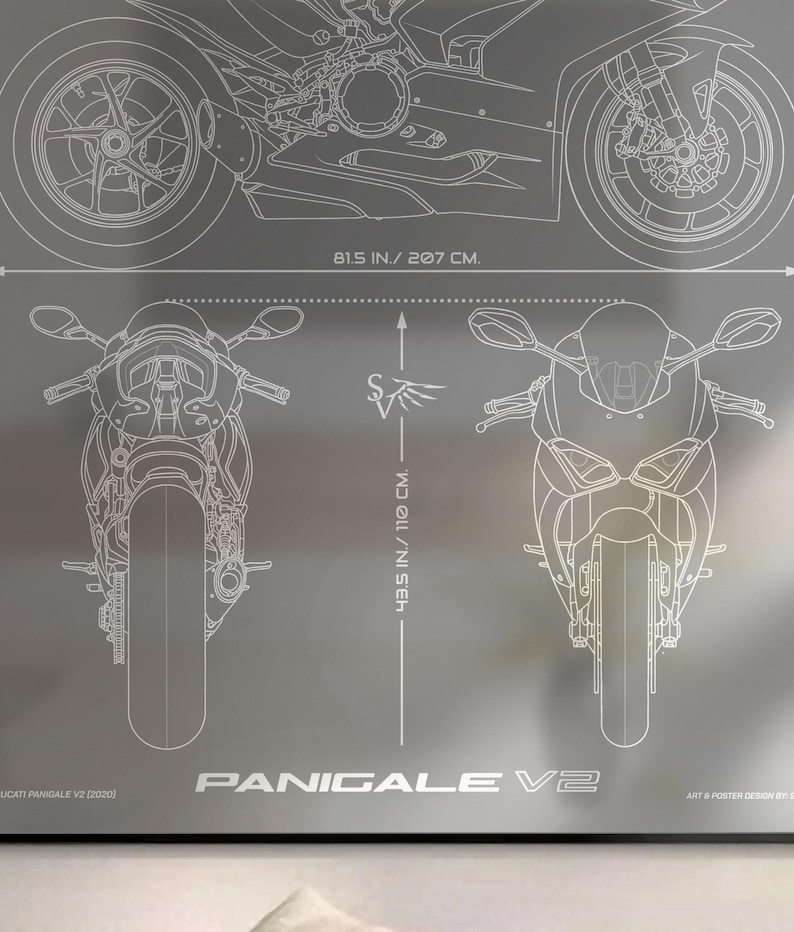 Ducati Panigale V2 (2020) Minimalistic Blueprint - Motorcycle Poster - Etsy