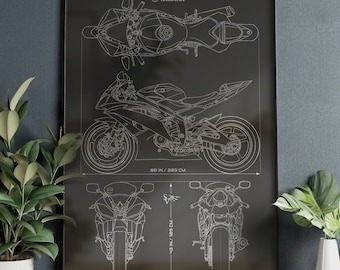 Yamaha YZF-R1 2015 Minimalistic Blueprint Motorcycle Poster - Etsy