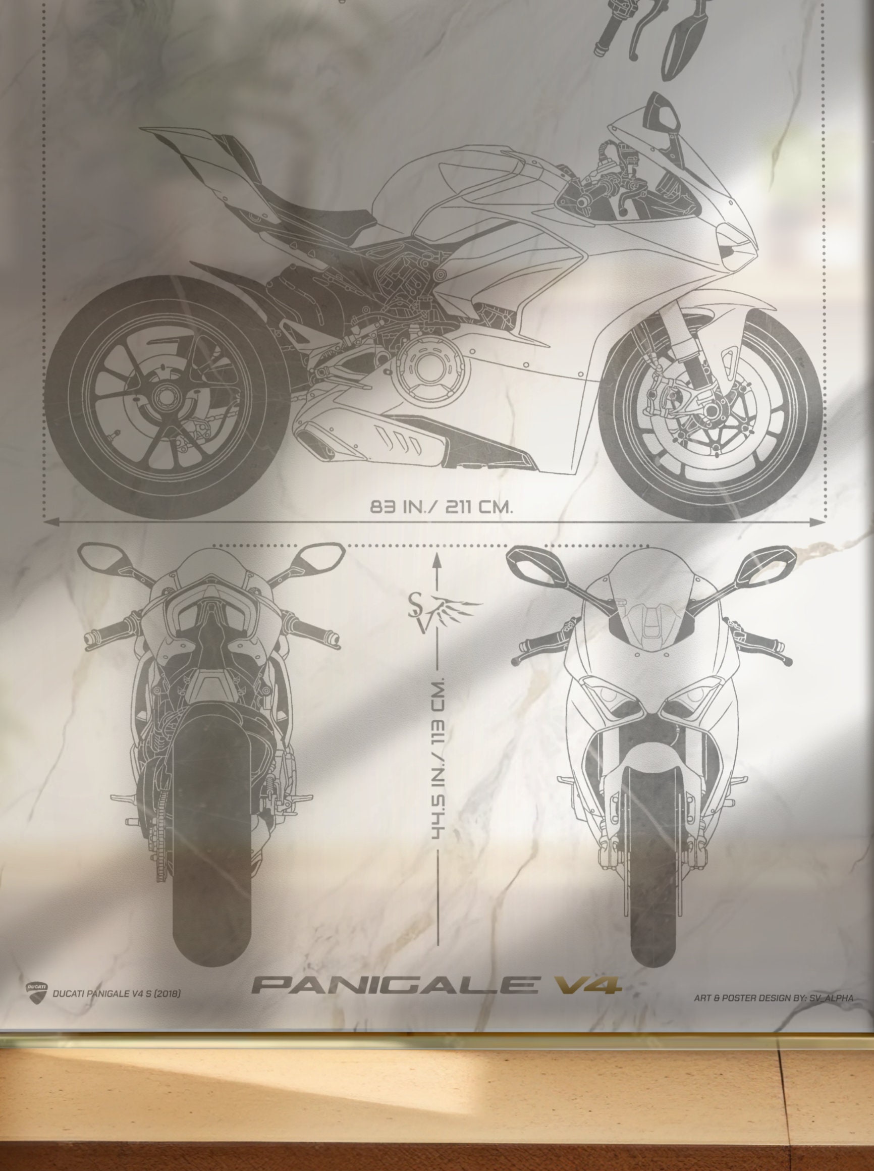 Ducati Panigale V4 (2018) Minimalistic Blueprint - Motorcycle Poster - Etsy