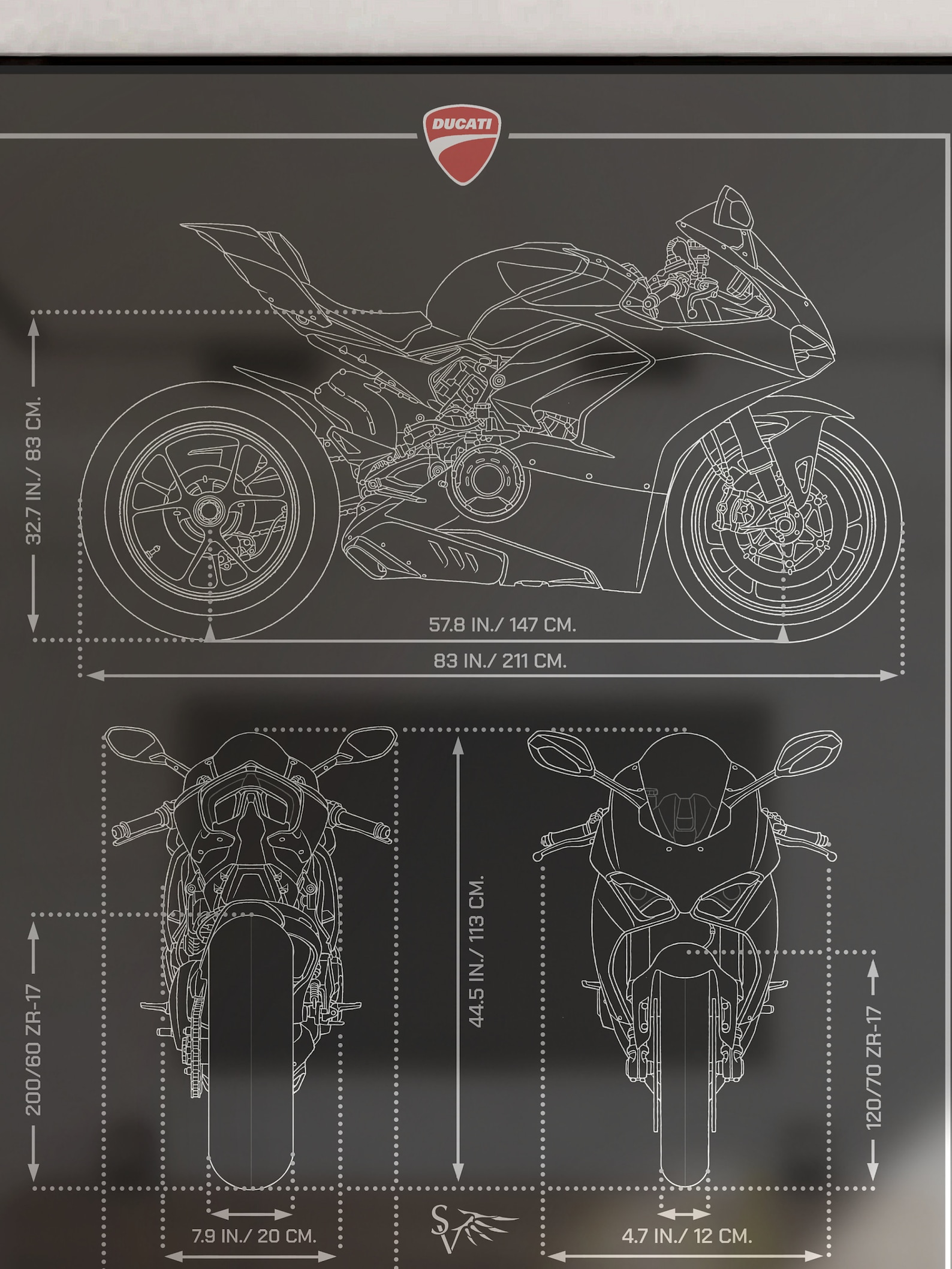Ducati Panigale V4 (2018) Informational Blueprint - Motorcycle Poster ...