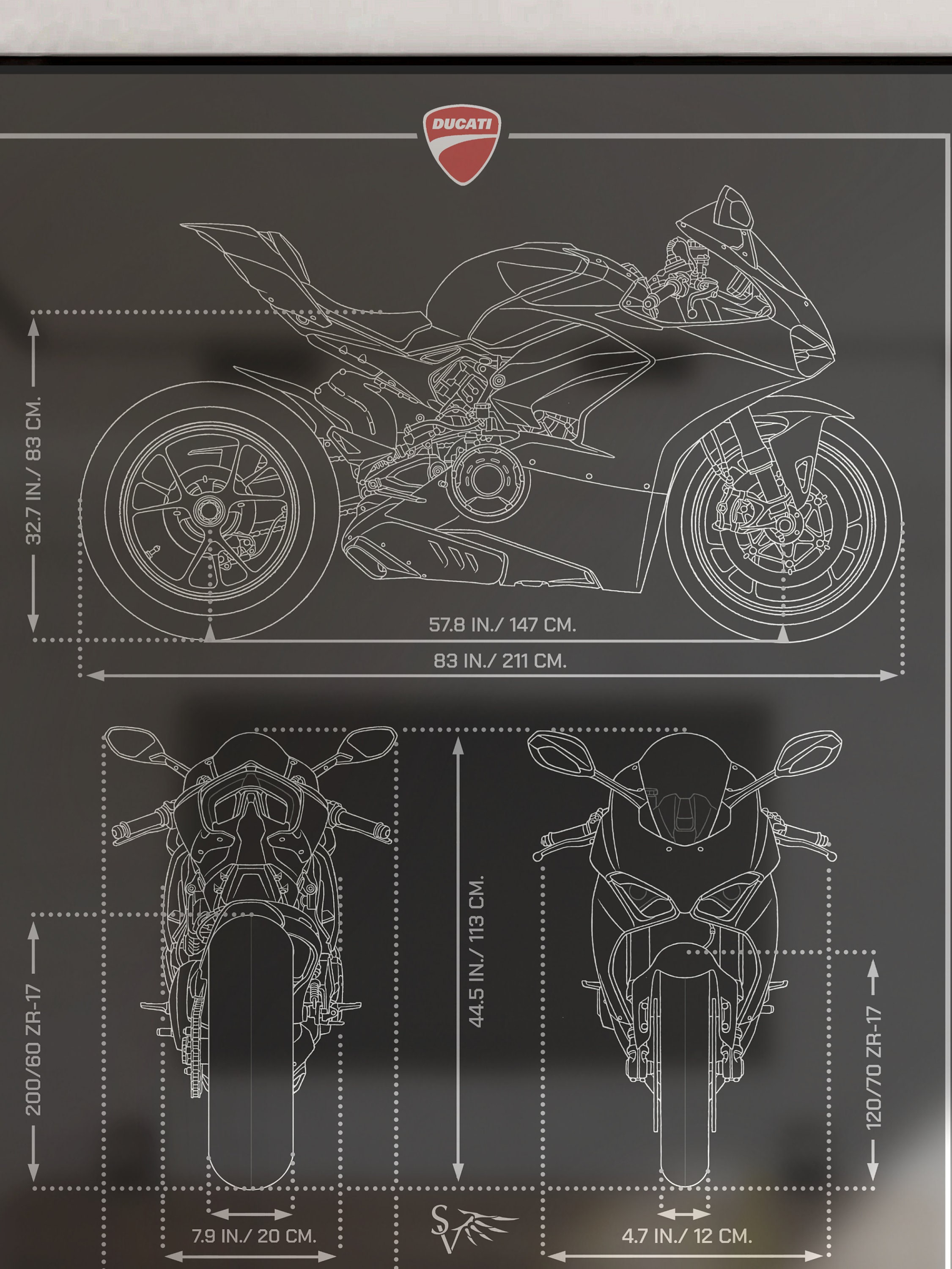 Ducati Panigale V4 (2018) Informational Blueprint - Motorcycle Poster ...