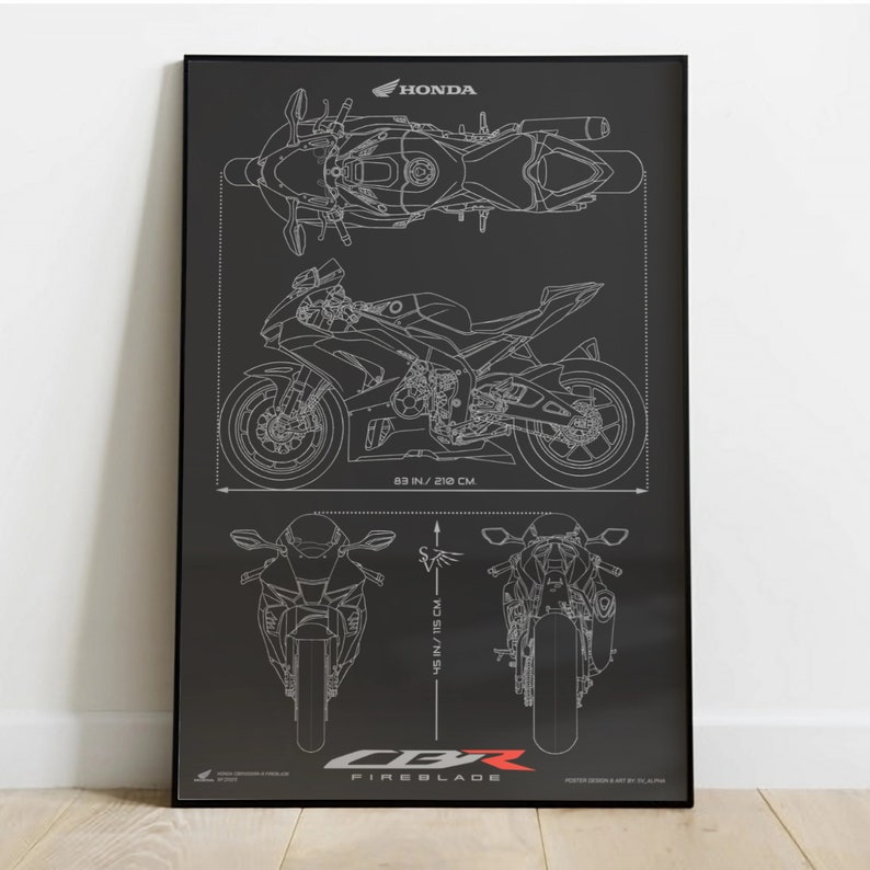 Honda CBR1000RR-R Fireblade SP (2021) Minimalistic Blueprint ...