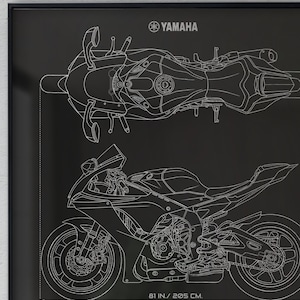Yamaha YZF-R1 (2020) Minimalistic Blueprint - Motorcycle Poster - Etsy