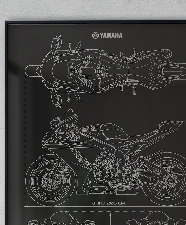 Yamaha YZF-R1 (2020) Minimalistic Blueprint - Motorcycle Poster - Etsy