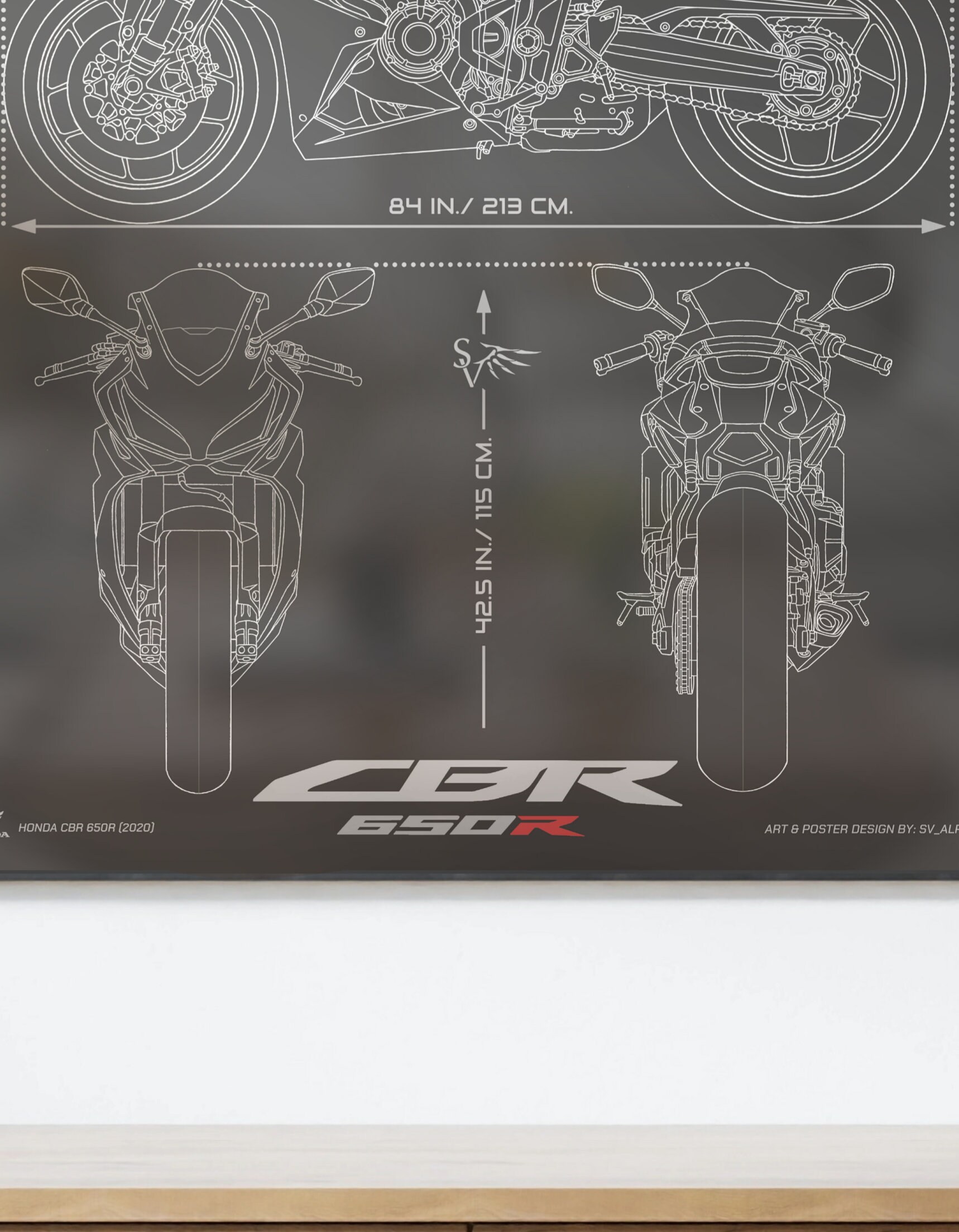 Honda CBR 650R (2020) Minimalistic Blueprint - Motorcycle Poster - Etsy