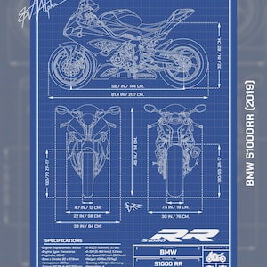 BMW S1000RR (2019) Informational Blueprint - Motorcycle Poster - Etsy