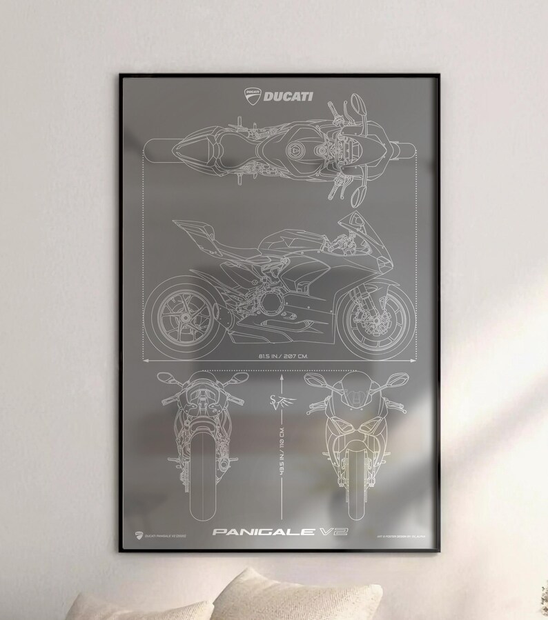 Ducati Panigale V2 (2020) Minimalistic Blueprint - Motorcycle Poster - Etsy