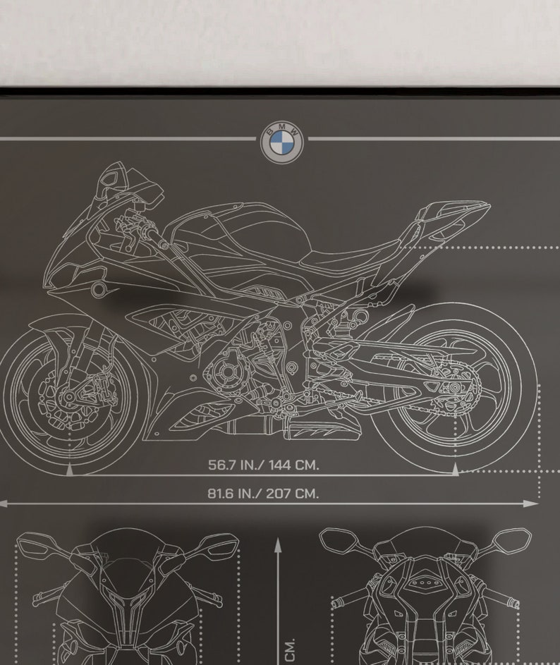 BMW S1000RR (2019) Informational Blueprint - Motorcycle Poster - Etsy