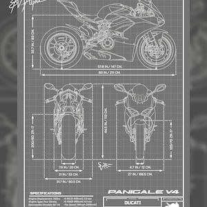 Ducati Panigale V4 (2018) Informational Blueprint - Motorcycle Poster ...