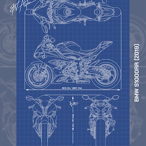 BMW S1000RR (2019) Minimalistic Blueprint - Motorcycle Poster - Etsy