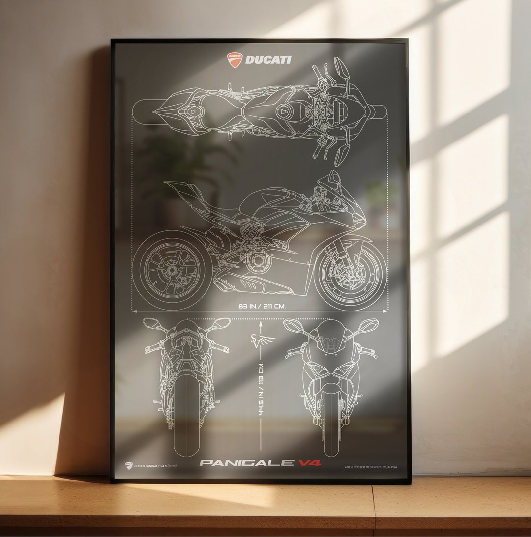 Ducati Panigale V4 (2018) Minimalistic Blueprint - Motorcycle Poster - Etsy