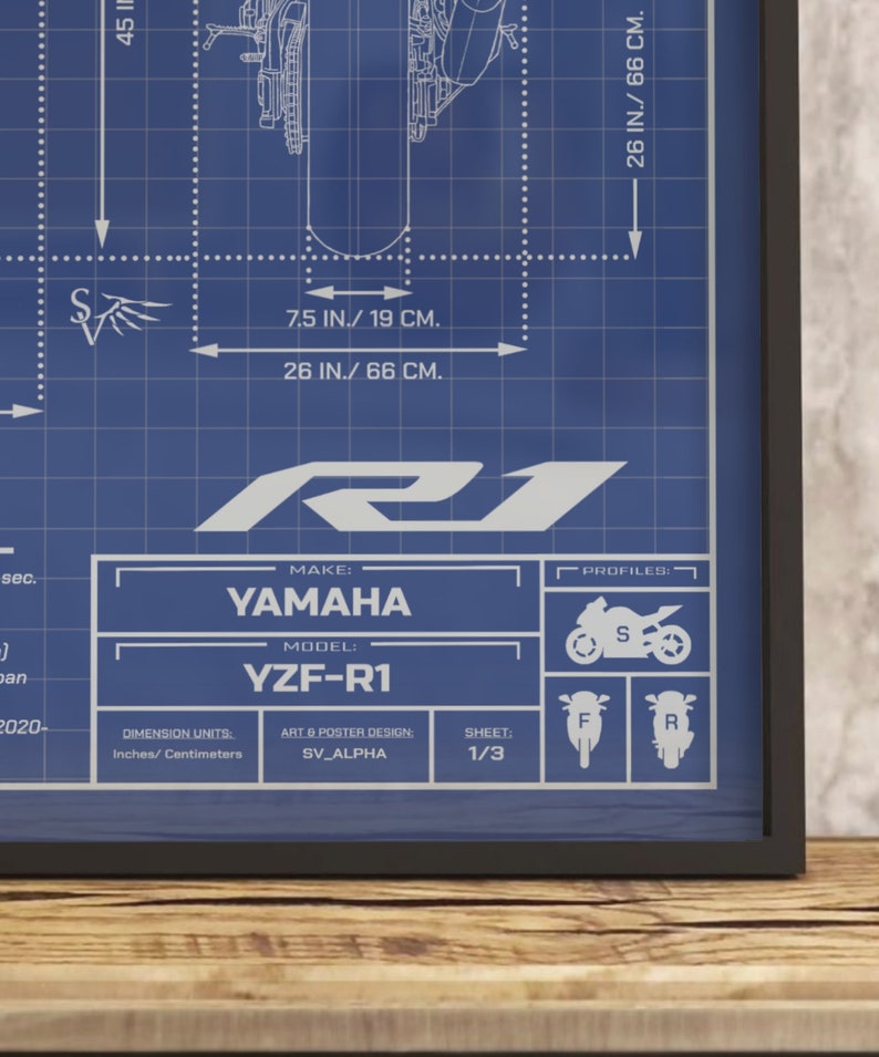 Yamaha YZF-R1 (2020) Informational Blueprint - Motorcycle Poster - Etsy