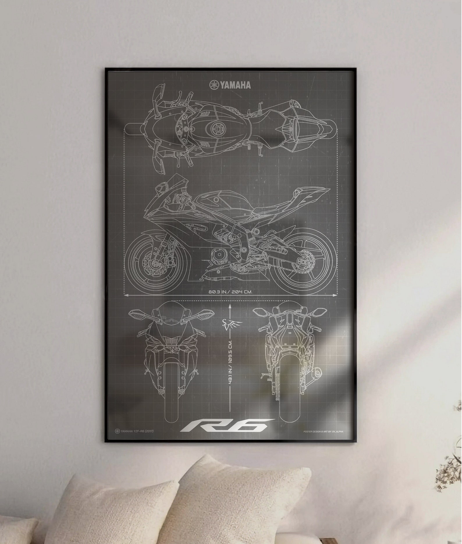 Yamaha YZF-R6 (2017) Minimalistic Blueprint - Motorcycle Poster - Etsy