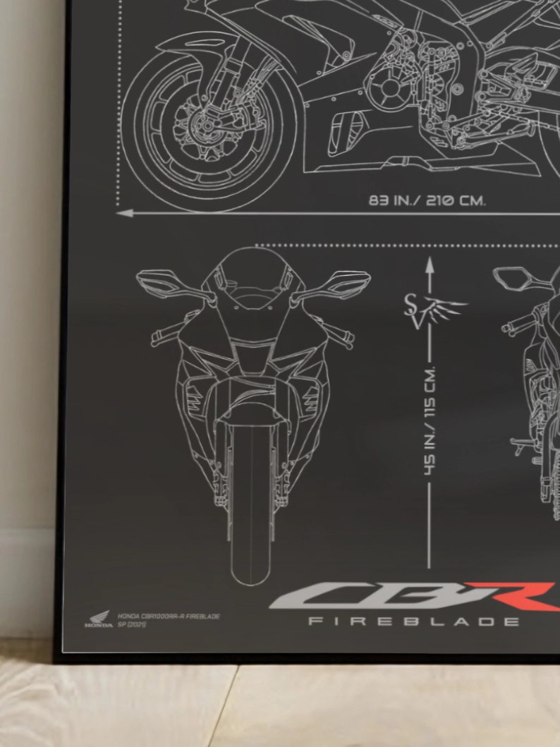 Honda CBR1000RR-R Fireblade SP (2021) Minimalistic Blueprint ...