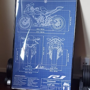 Yamaha YZF-R1 (2015) Informational Blueprint - Motorcycle Poster - Etsy