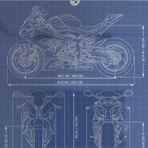 BMW S1000RR (2019) Informational Blueprint - Motorcycle Poster - Etsy