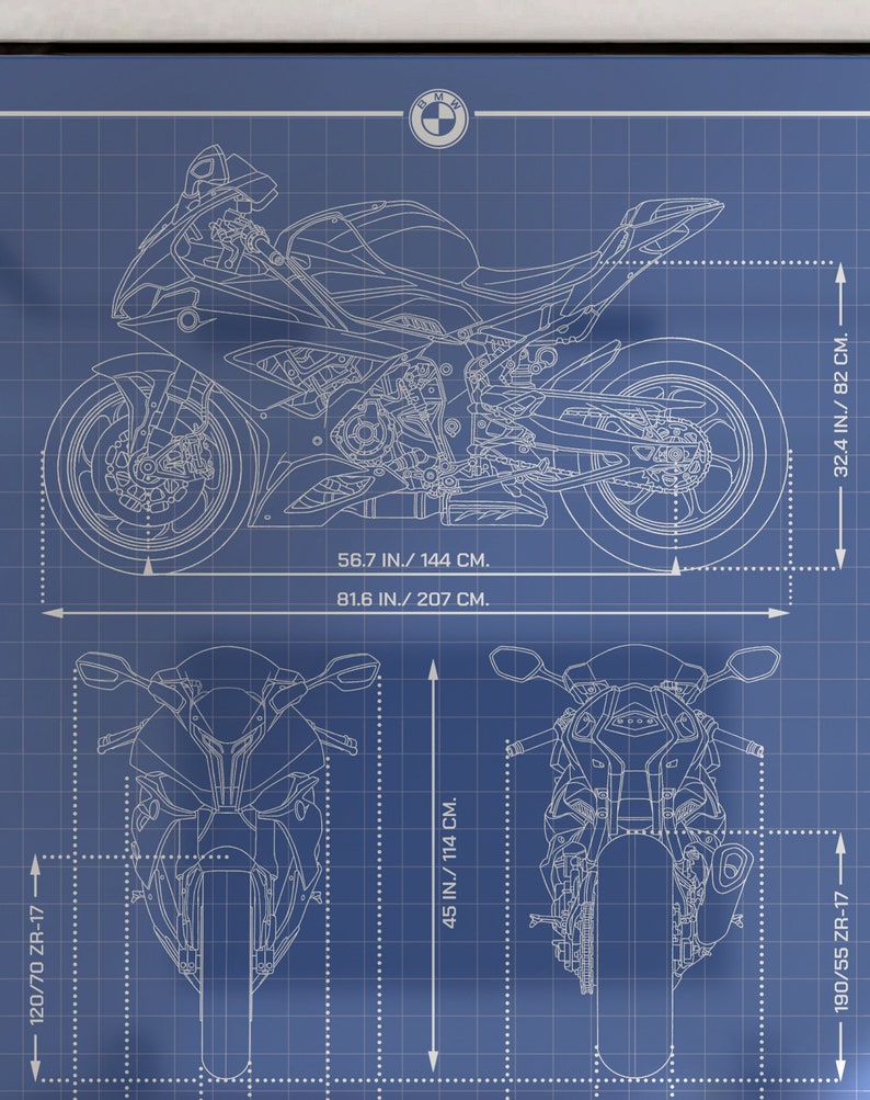 BMW S1000RR (2019) Informational Blueprint - Motorcycle Poster - Etsy