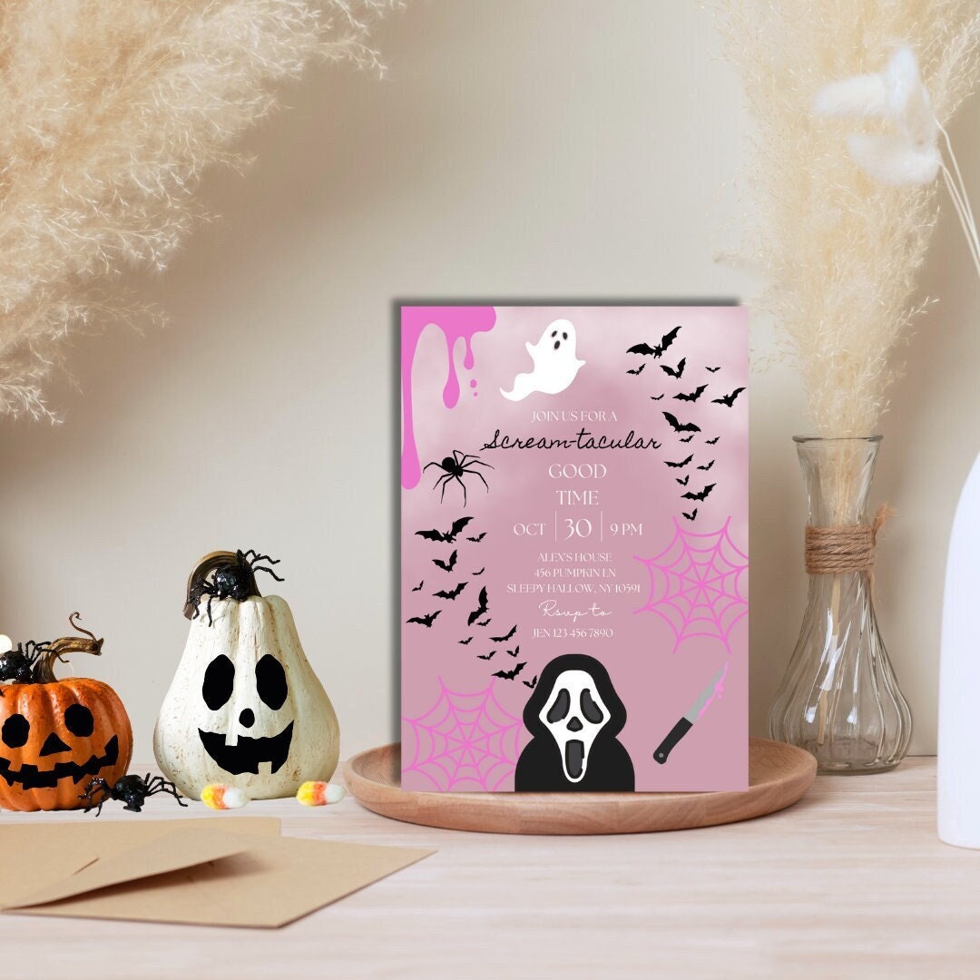 Scream Halloween Party Invitation Editable Template Halloween - Etsy
