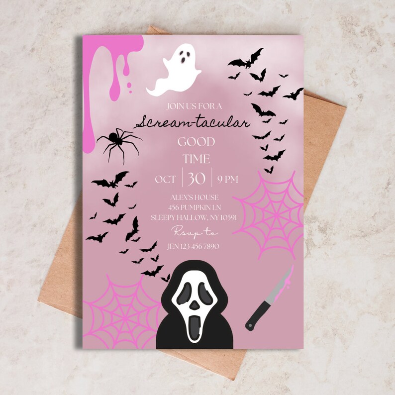 Scream Halloween Party Invitation Editable Template Halloween - Etsy